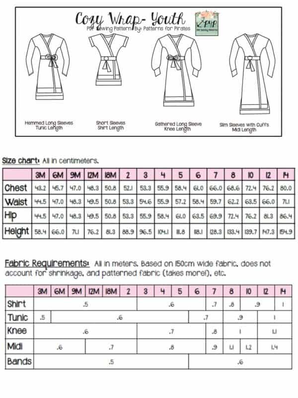 Cozy Wrap- Bundle - Patterns for Pirates