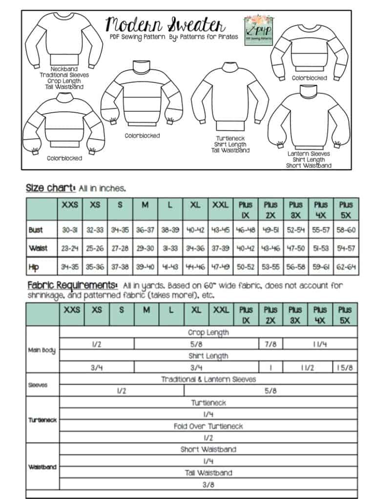 Modern Sweater- Bundle - Patterns for Pirates