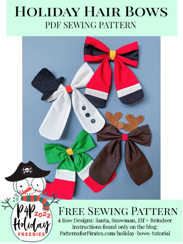 2022 Holiday Freebies :: Holiday Hair Bows - Patterns for Pirates
