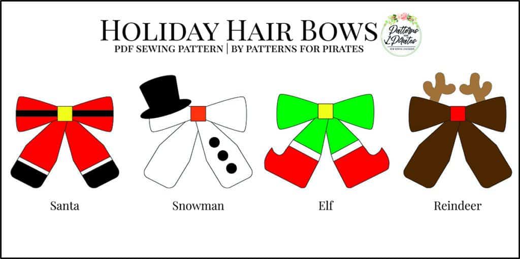 2022 Holiday Freebies :: Holiday Hair Bows - Patterns for Pirates