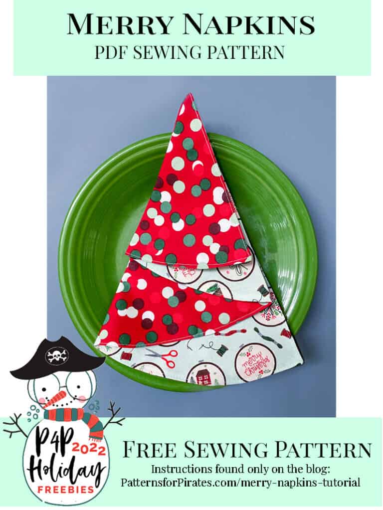 2022 Holiday Freebies :: Merry Napkins - Patterns for Pirates