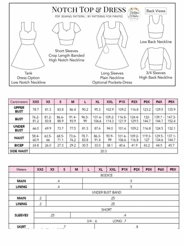 Notch Top & Dress - Patterns for Pirates